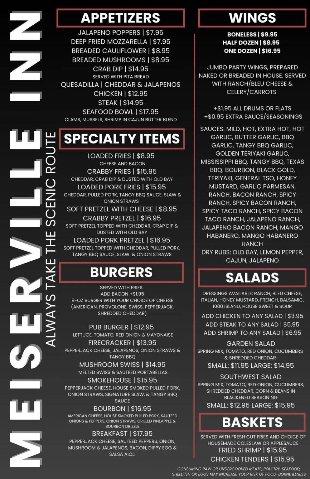 Menu – Meiserville Inn